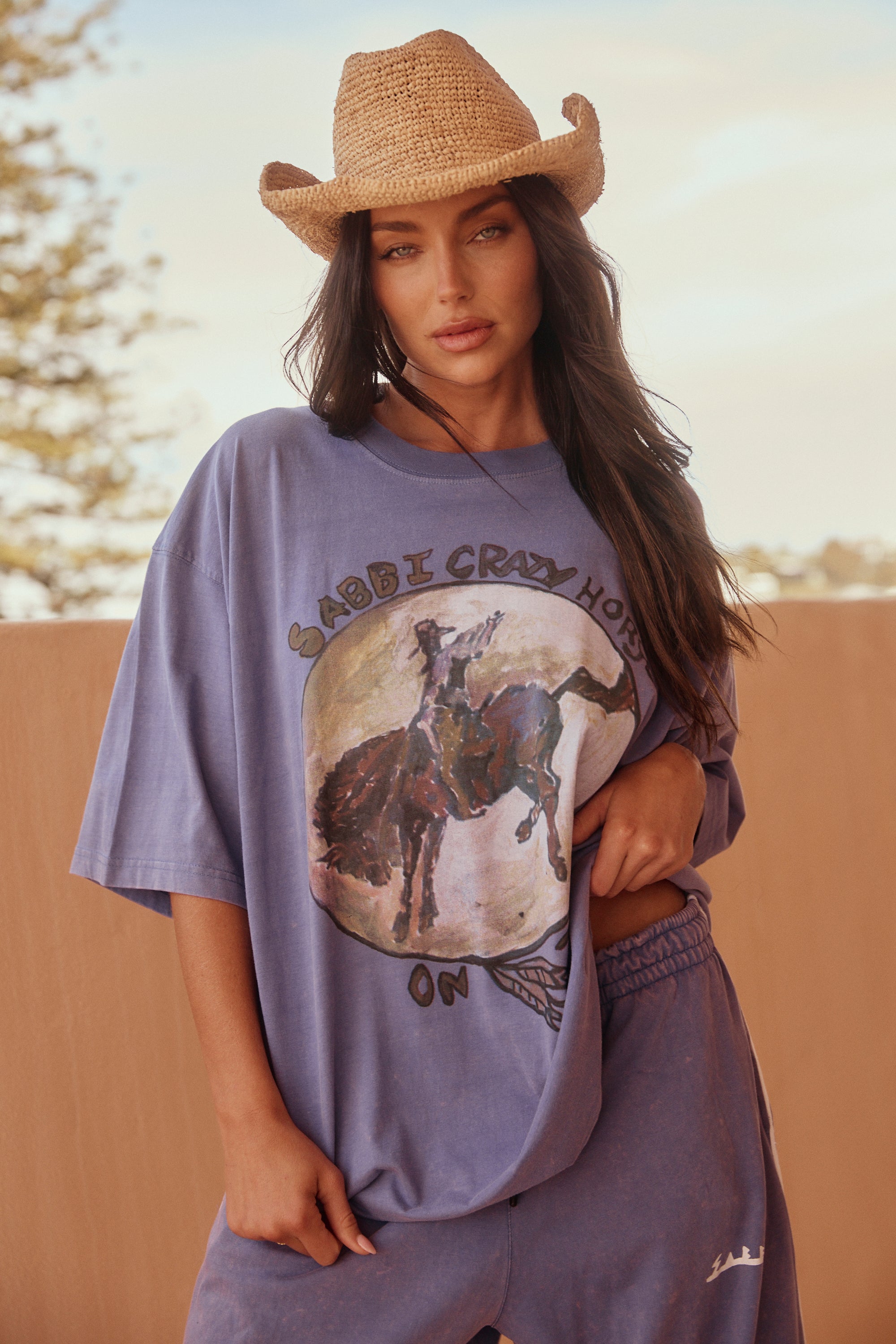 THE VERY OVERSIZED CRAZY HORSE TEE - DUSTY LAVENDER – SABBI