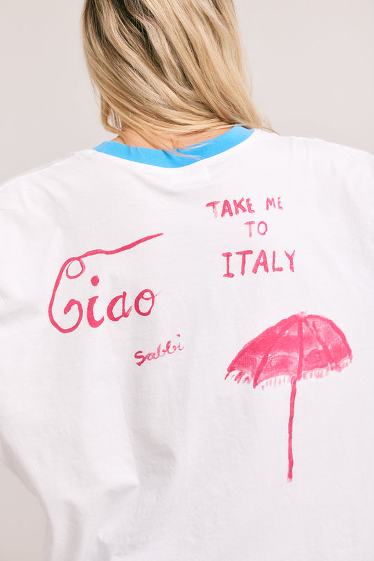 Sabbi | The Very Oversized Feed Me Pasta Tee - White – SABBI