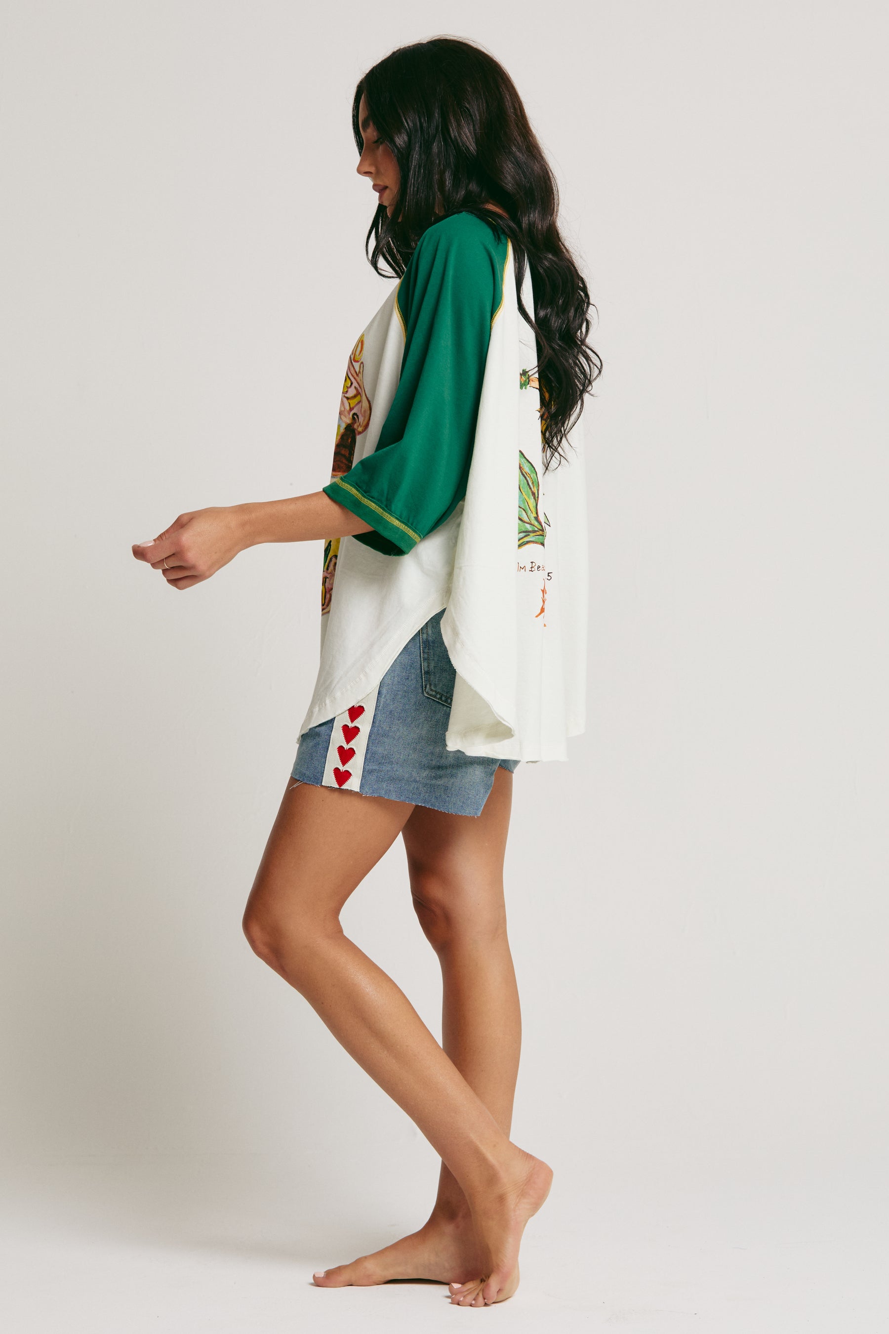 Sabbi | The Mermaid Swim Club Raglan Tee - Marshmallow & Green – SABBI