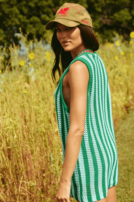 Sabbi | The Knit B-Ball Singlet - Green & Blue – SABBI